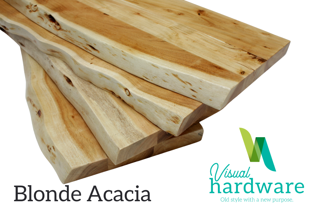Artisan Solid Wood Live Edge Shelf 900mm Blonde Acacia Shelves and Brackets Visual Hardware