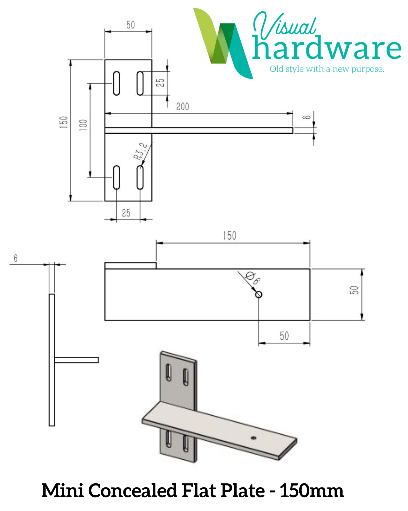 Mini Concealed Flat Plate Support (Two Sizes), Shelves and Brackets ...