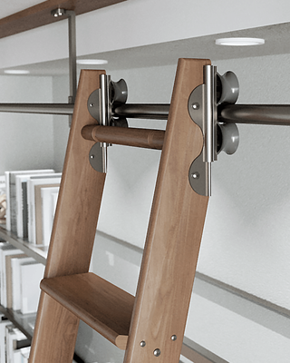 Quiet Glide Rolling Contemporary Brake Wheel Ladder Hardware Set ...