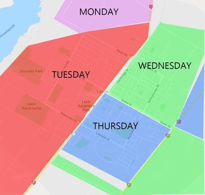 Levin Collection Map | Levin Container Rubbish