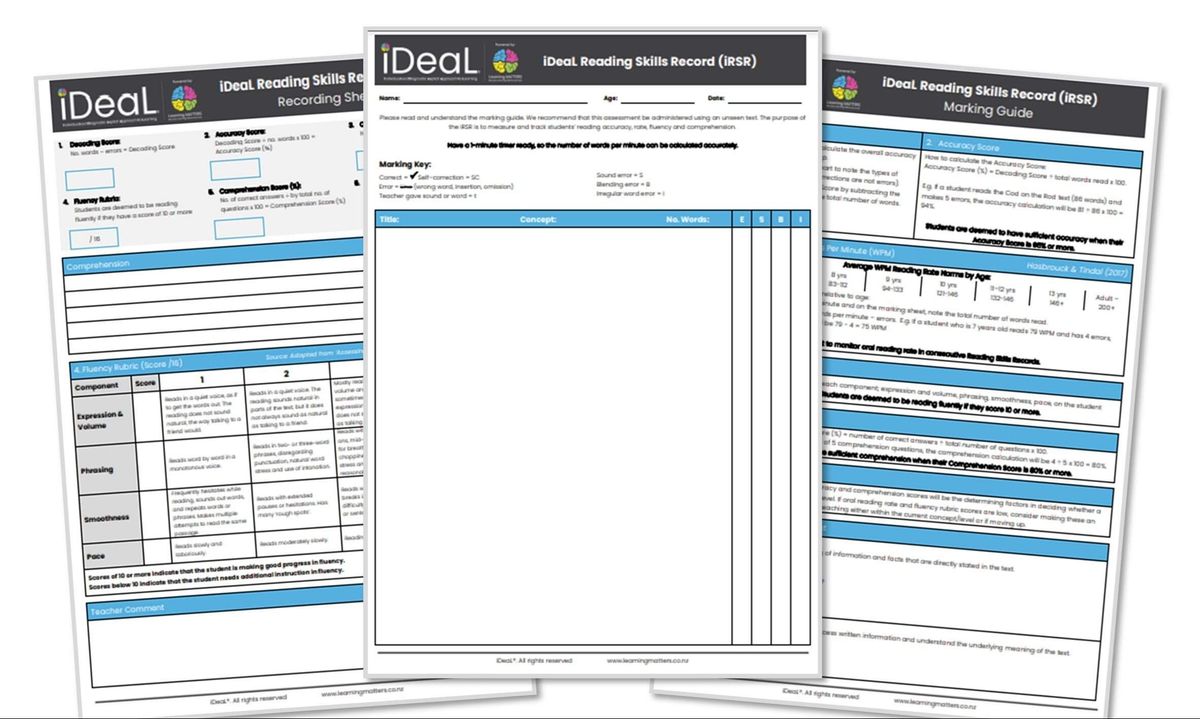 iDeaL Reading Skills Record_Kit 1 | Learning MATTERS