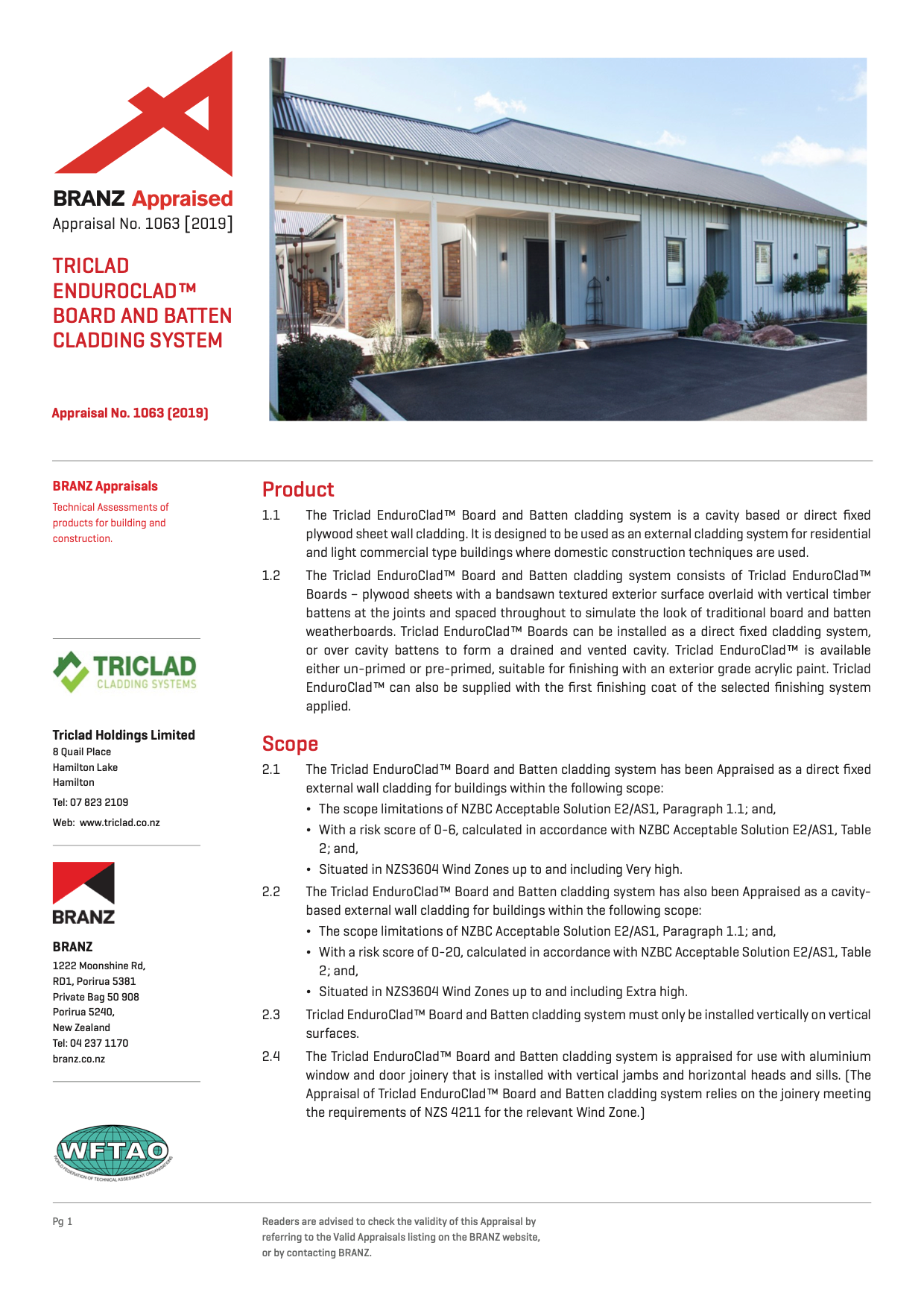 BRANZ Appraisals, Technical | Triclad