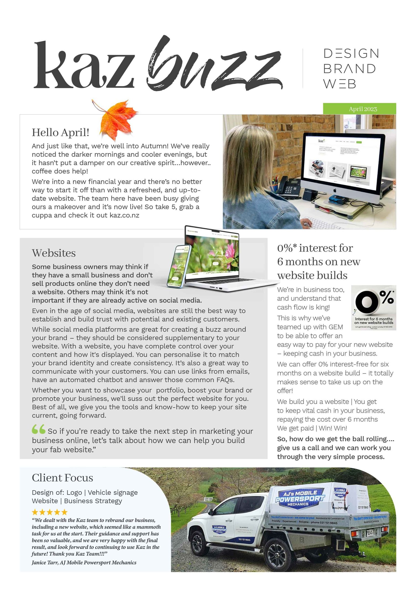 Kaz Newsletters | Kaz - Design. Brand. Web.