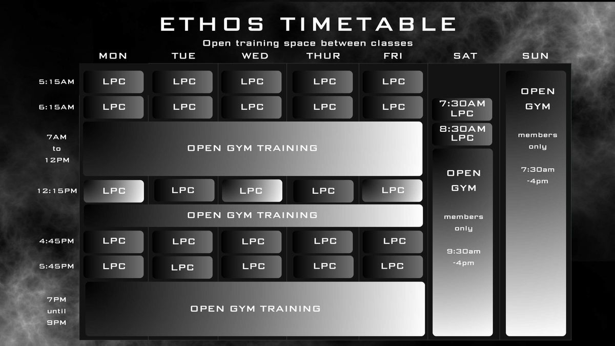 TIMETABLE | Ethos Fitness & Recovery